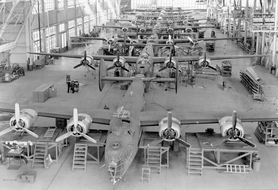 B-24 modification line during WWII