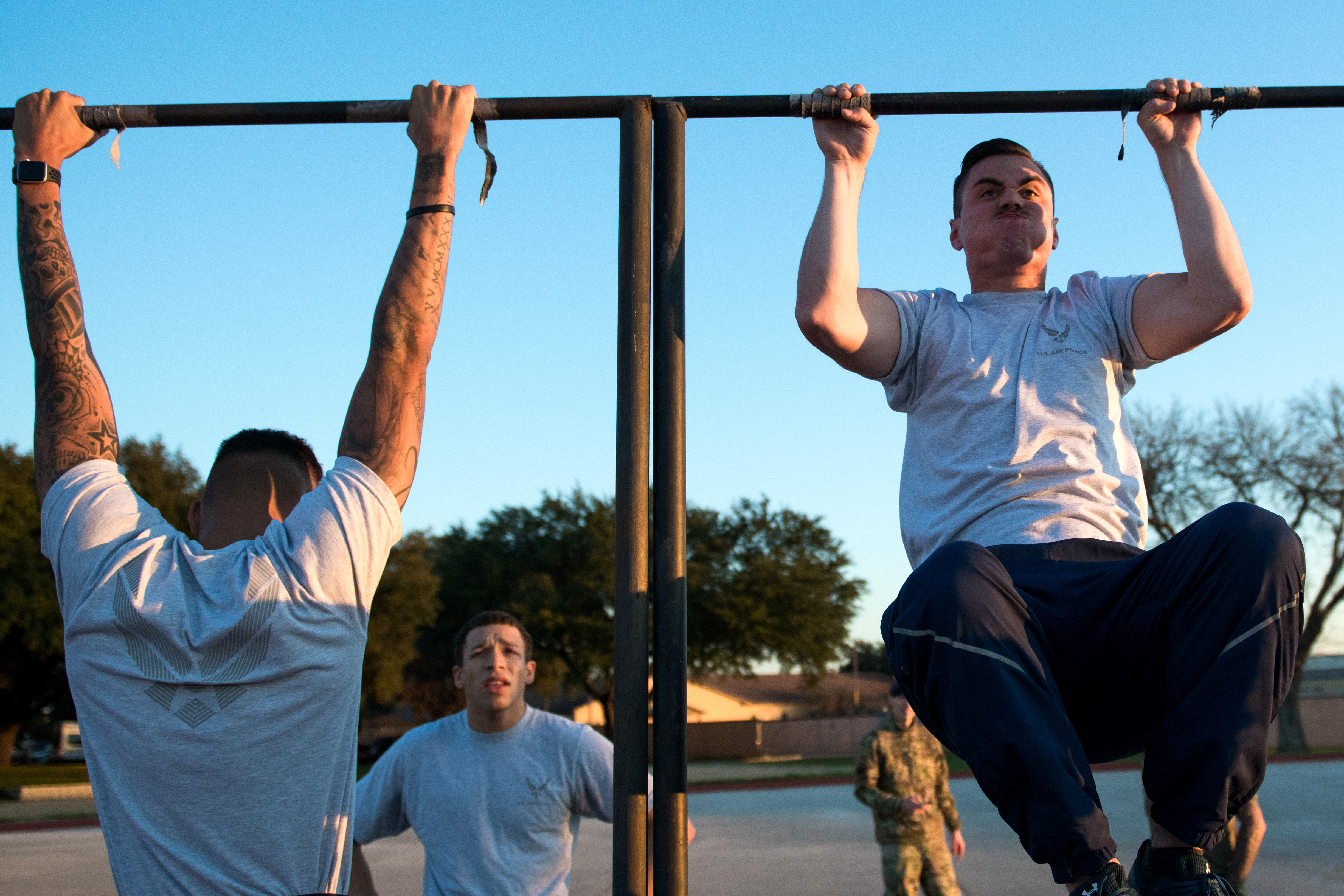 Security forces Airmen take part in physical fitness test