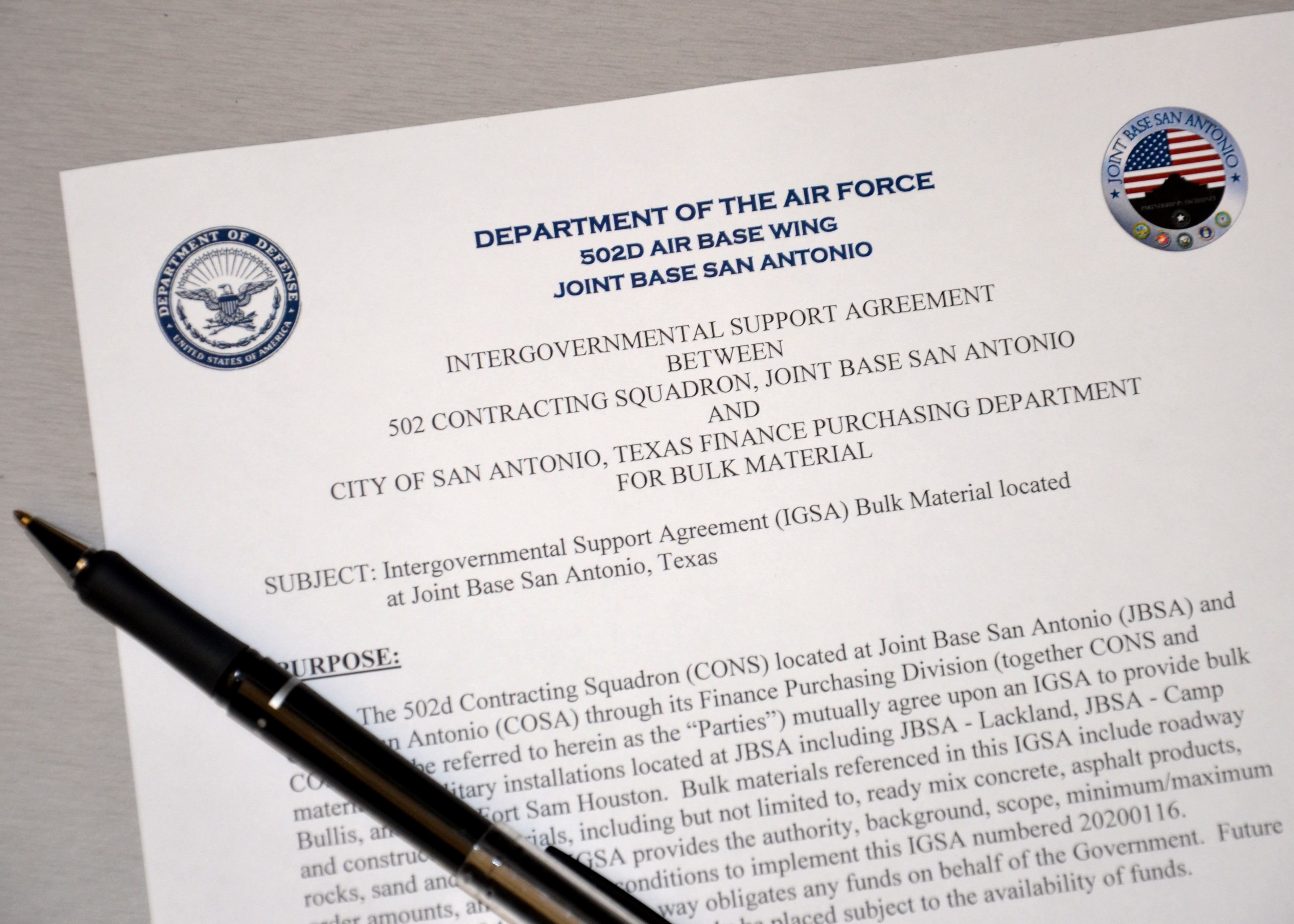 Local government support agreements facilitate savings for JBSA > Air ...