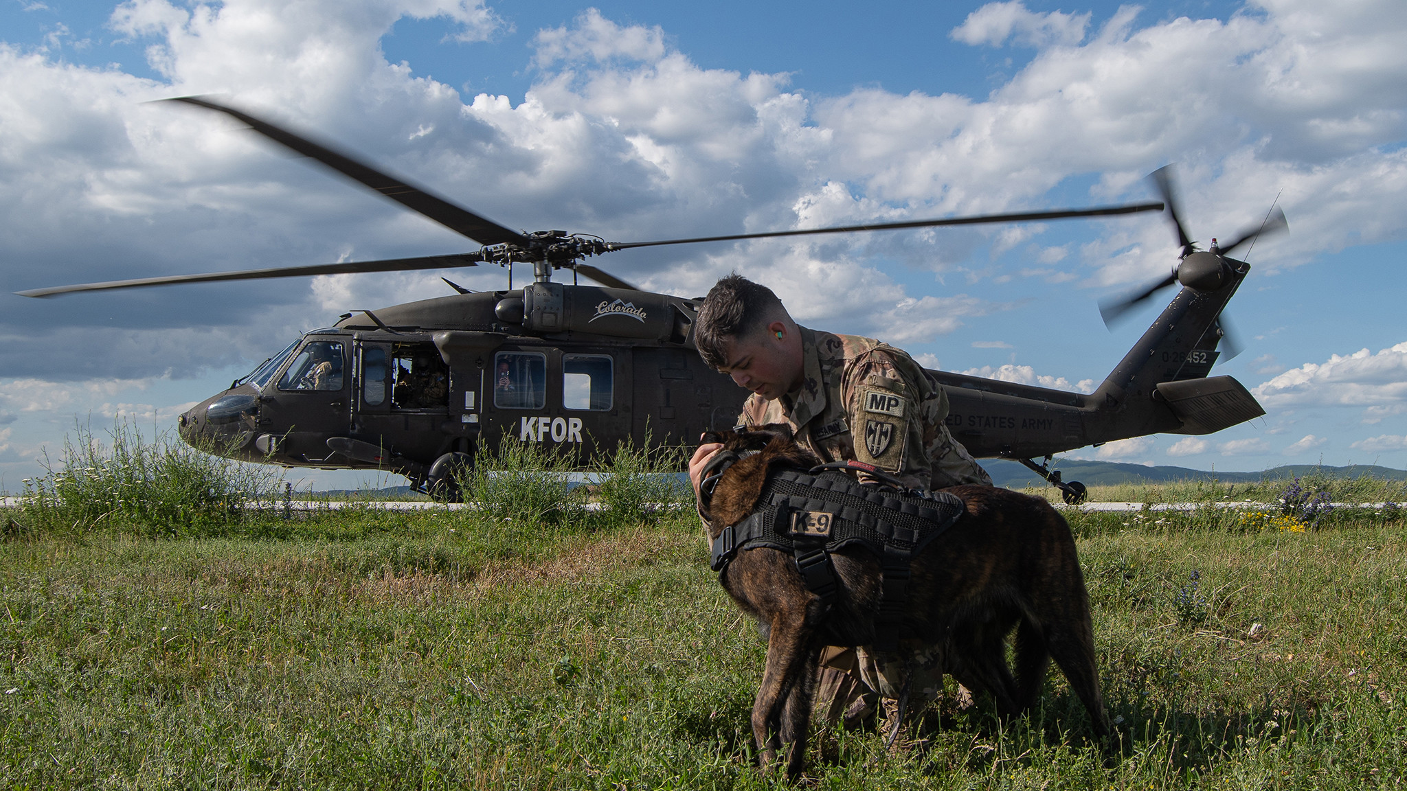 KFOR RC-E Military Working Dog's elements conduct Aerial training