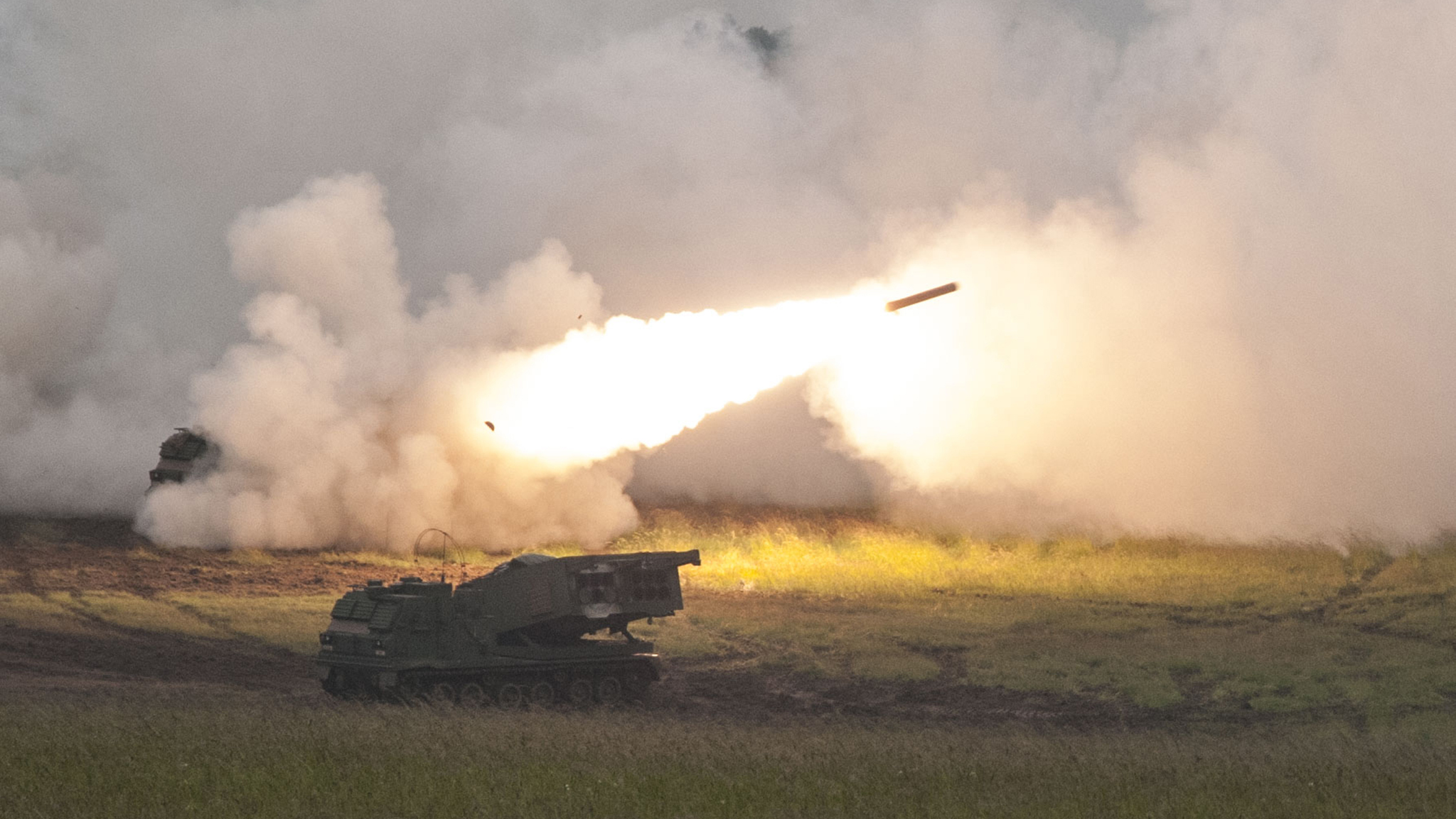 Multiple Launcher Rocket System, reduced range rocket, live fire in ...