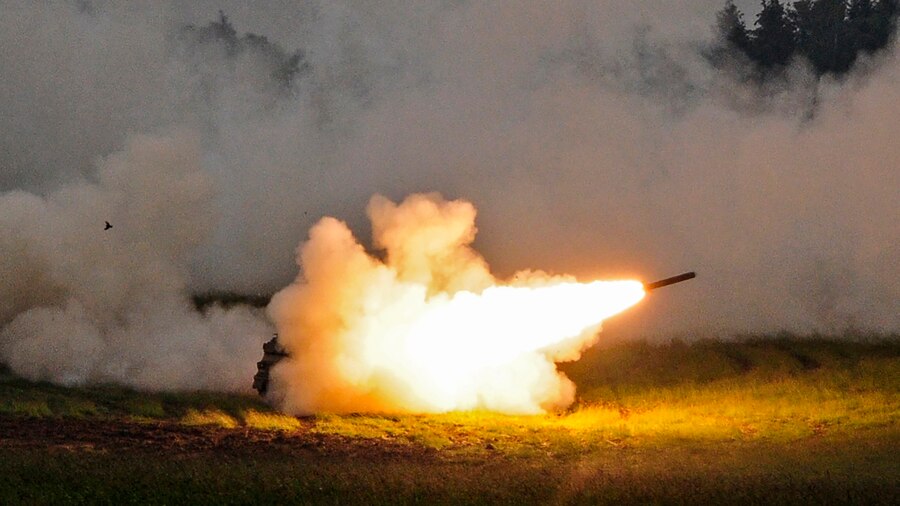 Multiple Launcher Rocket System, reduced range rocket, live fire in ...