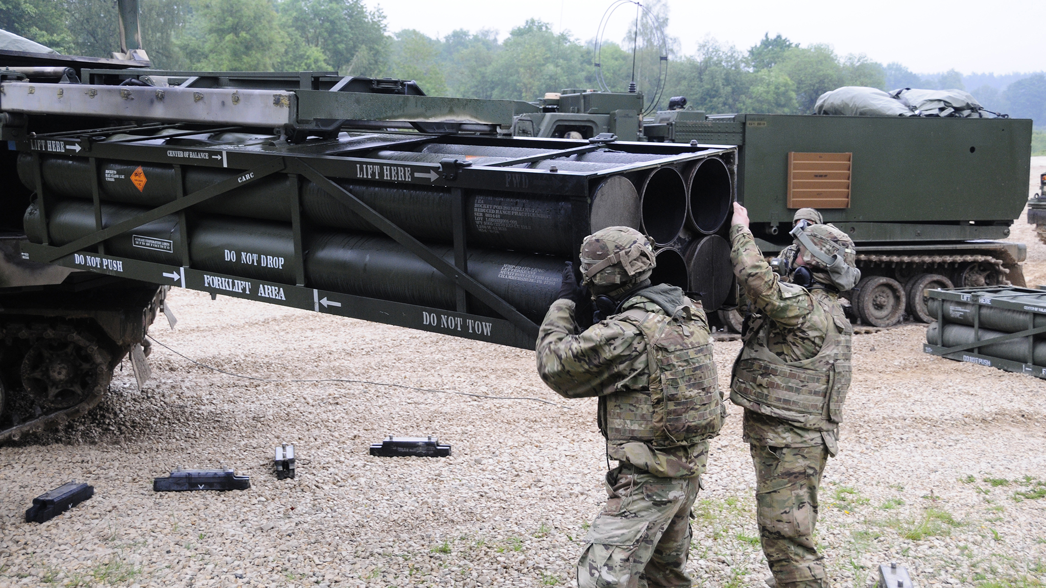 Multiple Launcher Rocket System, reduced range rocket, live fire in ...