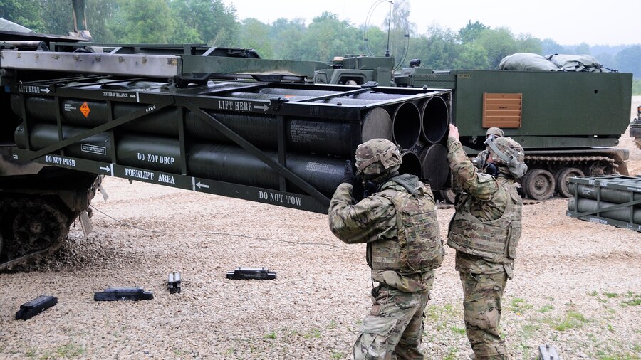 Multiple Launcher Rocket System, reduced range rocket, live fire in ...
