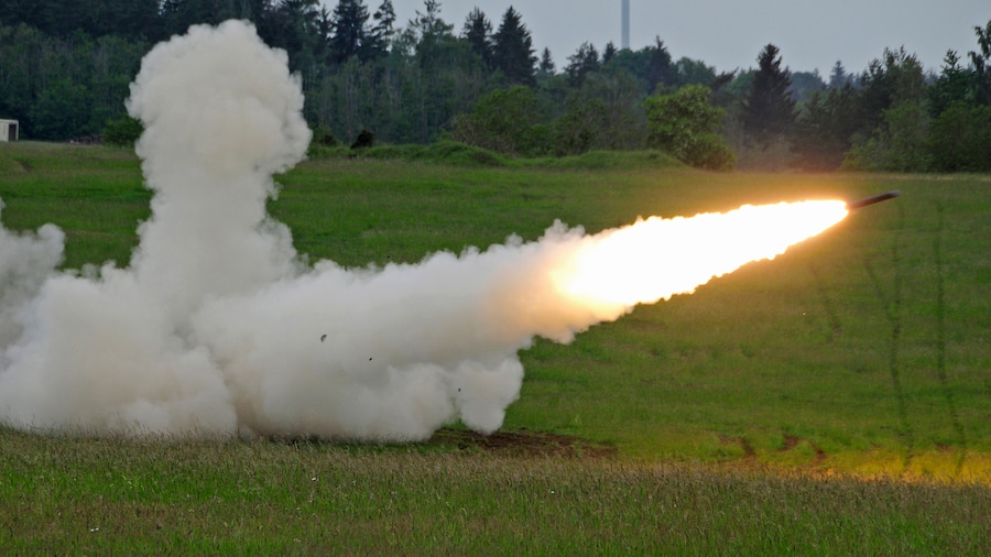 Multiple Launcher Rocket System, reduced range rocket, live fire in ...