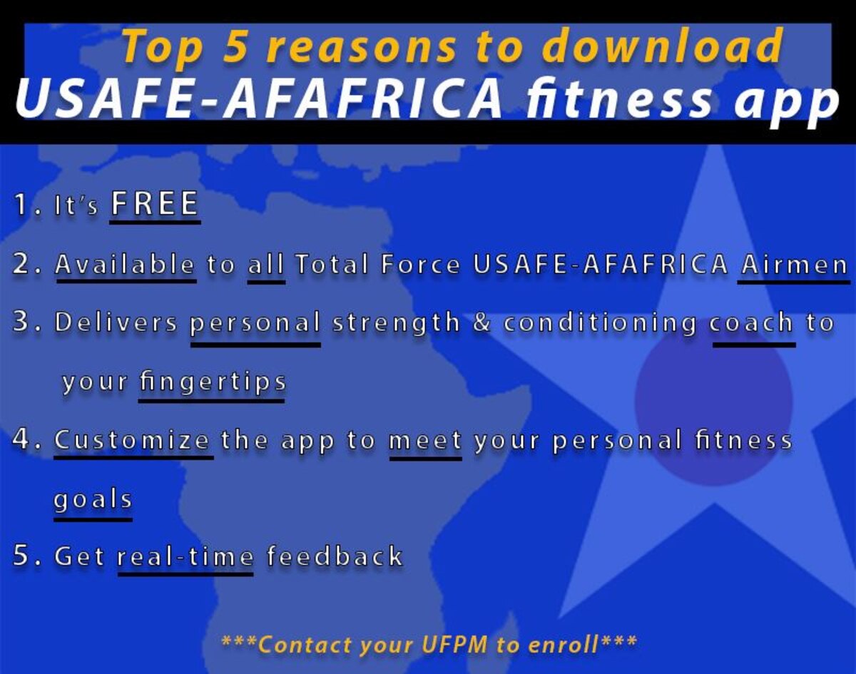 USAFE-AFAFRICA opens enrollment for commercial fitness app > Aviano Air ...