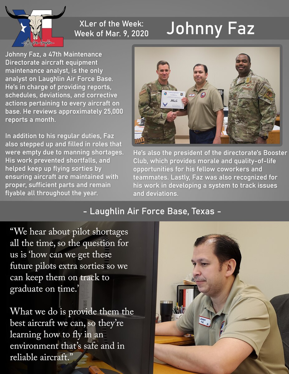 XLer of the Week: Johnny Faz > Laughlin Air Force Base > Display