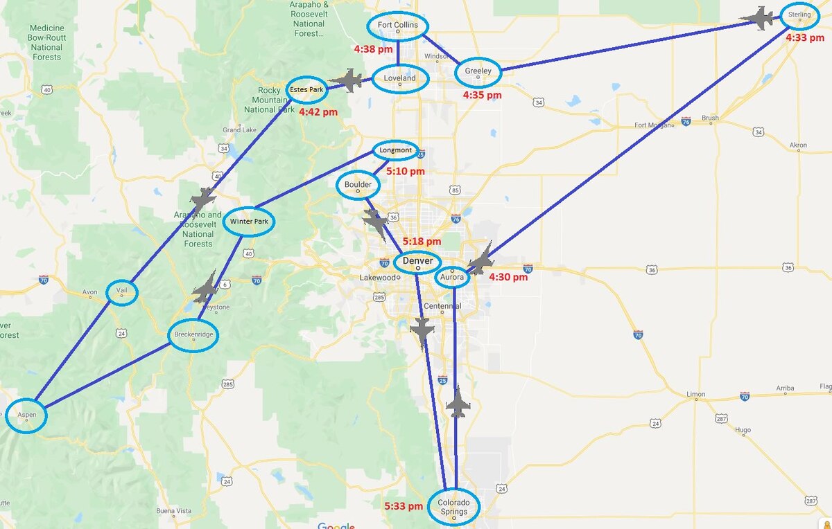 Colorado F-16 Flyover Map 2023 | Coloring Pages