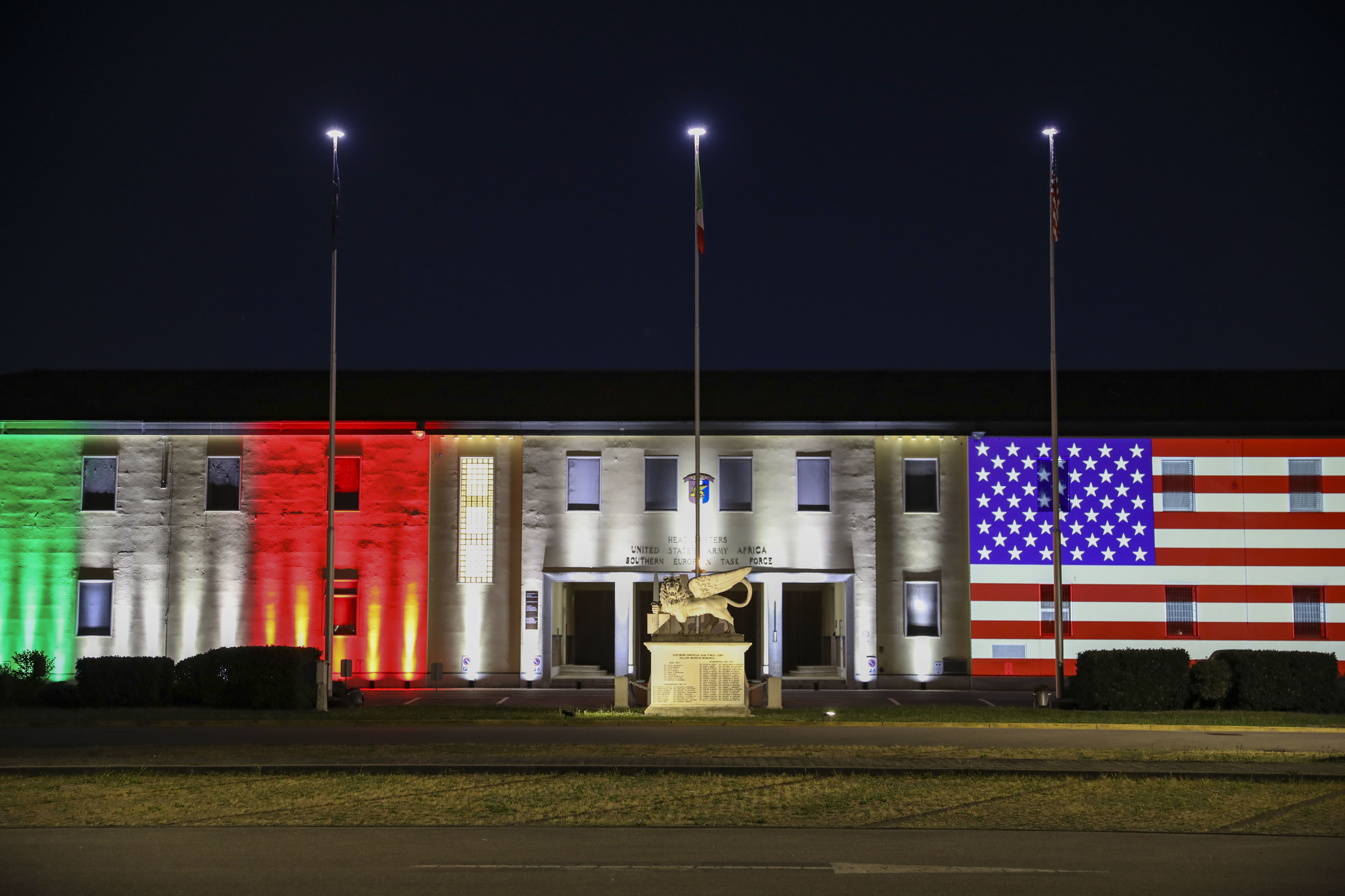 American Flag At Night Lighting