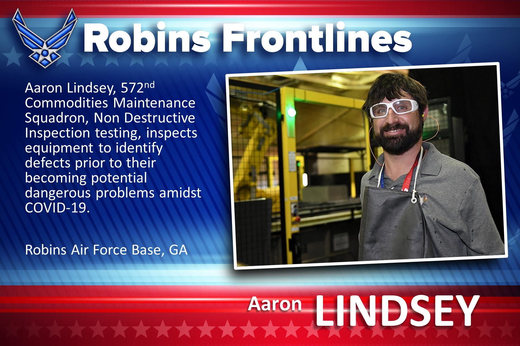 Robins Frontlines: Aaron Lindsey > Robins Air Force Base > Article Display