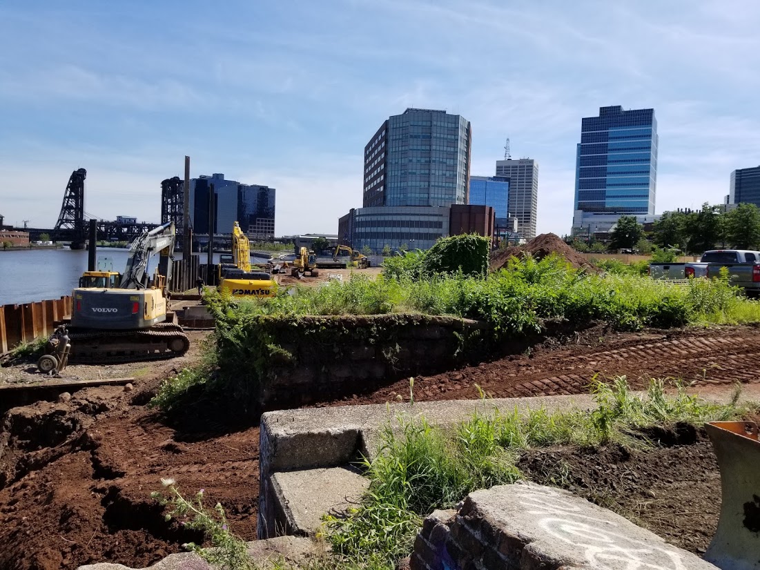 Constructing new bulkhead along the Passaic River in Newark, NJ.