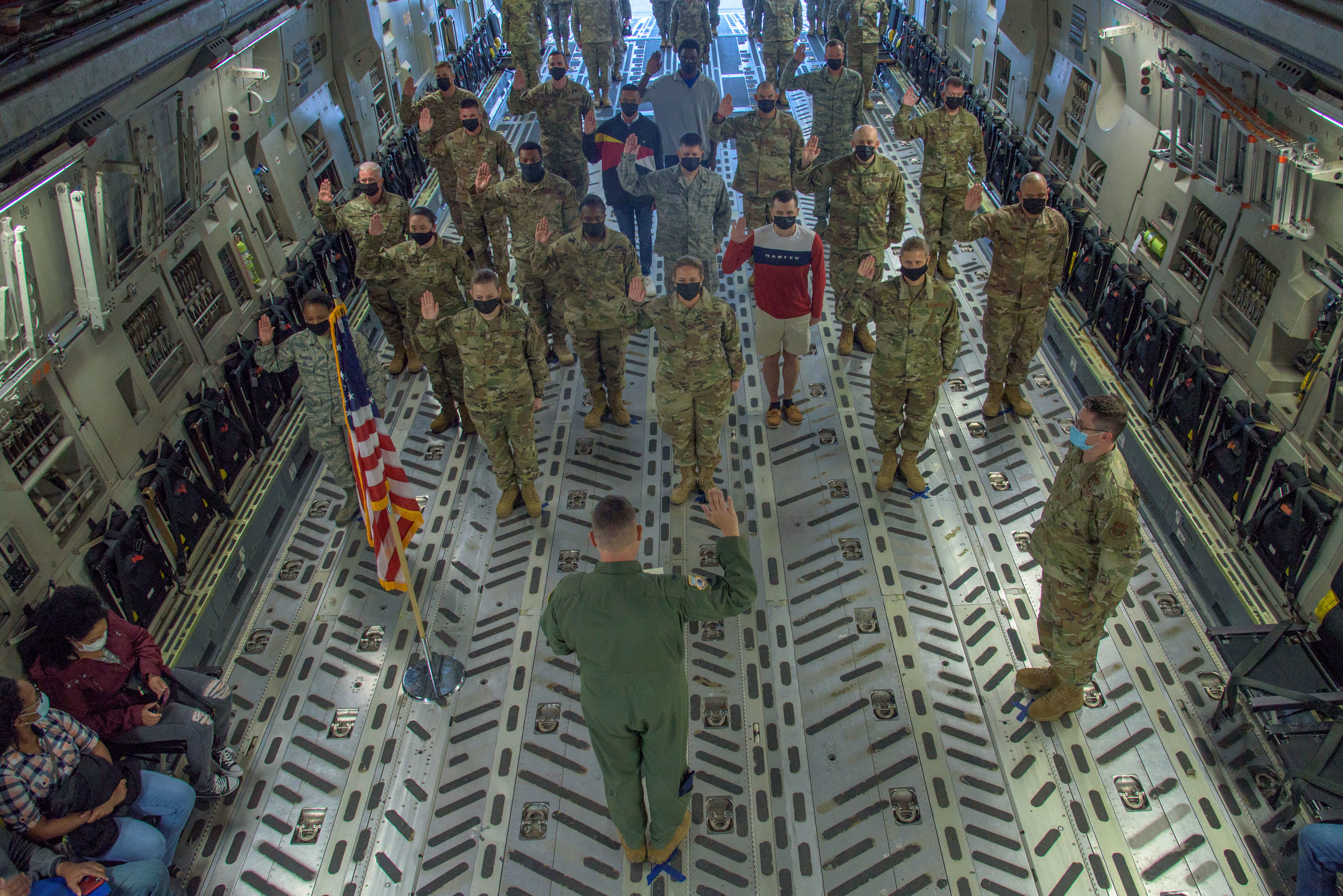 315th AW holds mass enlistment ceremony aboard JB Charleston C-17 ...