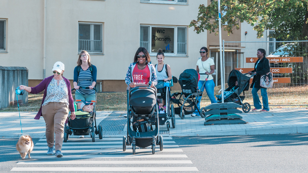 Weekly stroller walk provides safe outdoor gathering for moms, children
