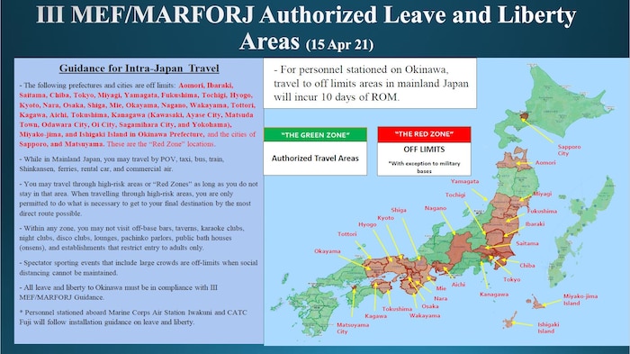 III MEF/MARFORJ Authorized Leave and Liberty Areas
