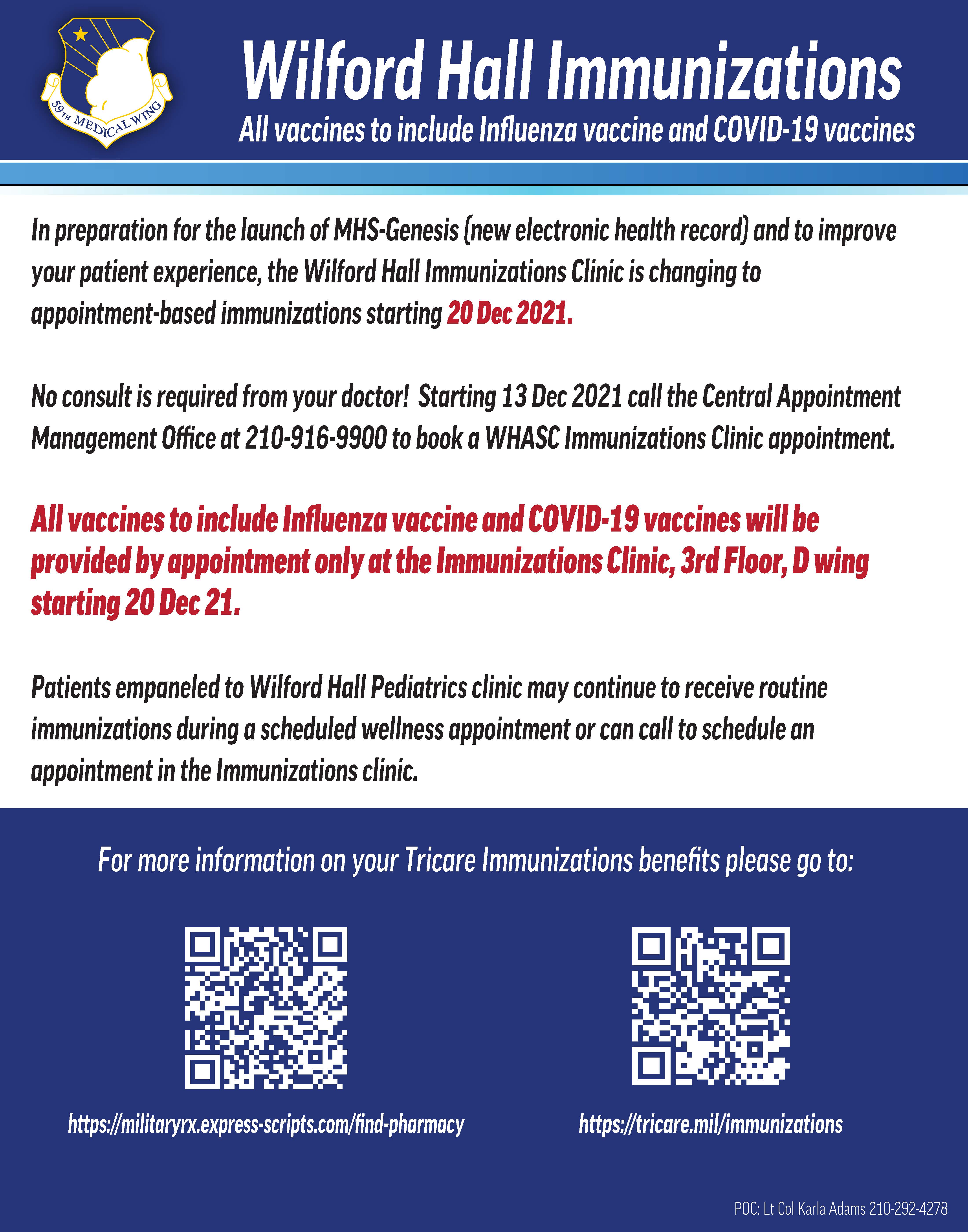 59 MDW: Vaccine operations change > 59th Medical Wing - JBSA - Lackland ...