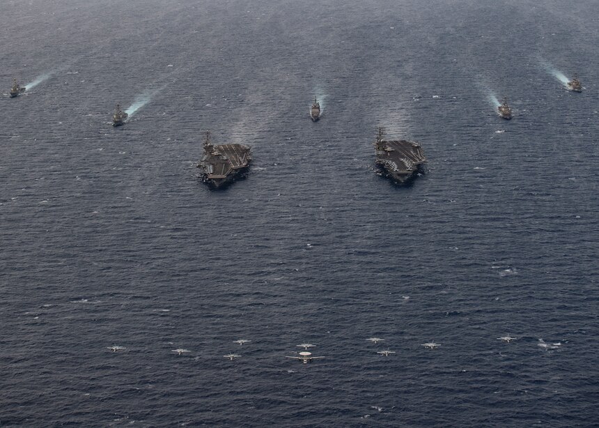 Theodore Roosevelt Carrier Strike Group Operates with Nimitz Carrier ...