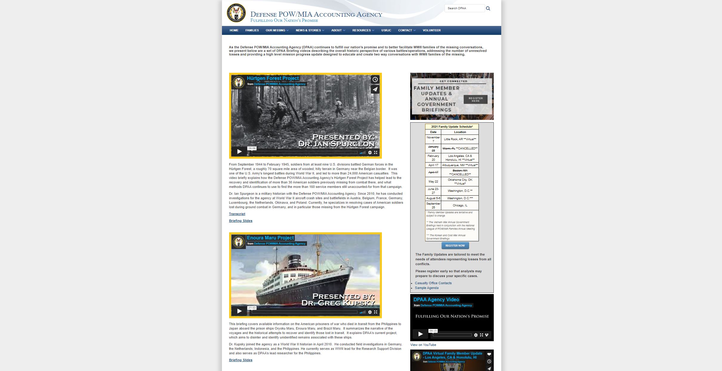 DPAA Releases First Videos in New World War II Series > Defense POW/MIA ...