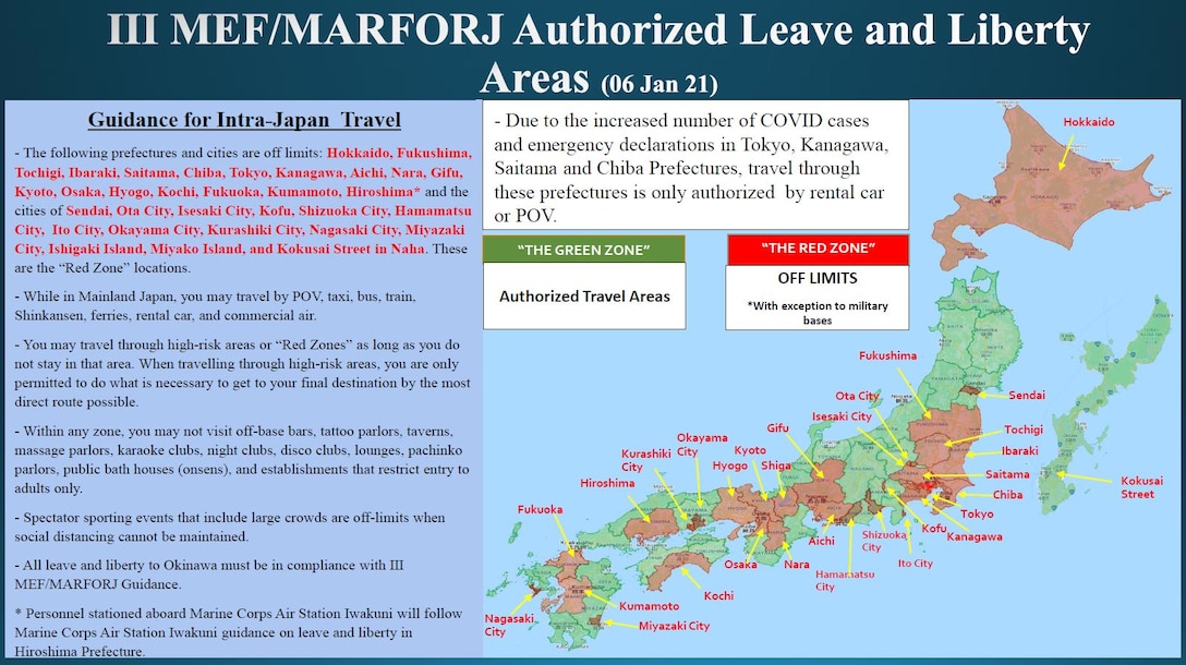 III MEF/MARFORJ Authorized Leave and Liberty Areas
