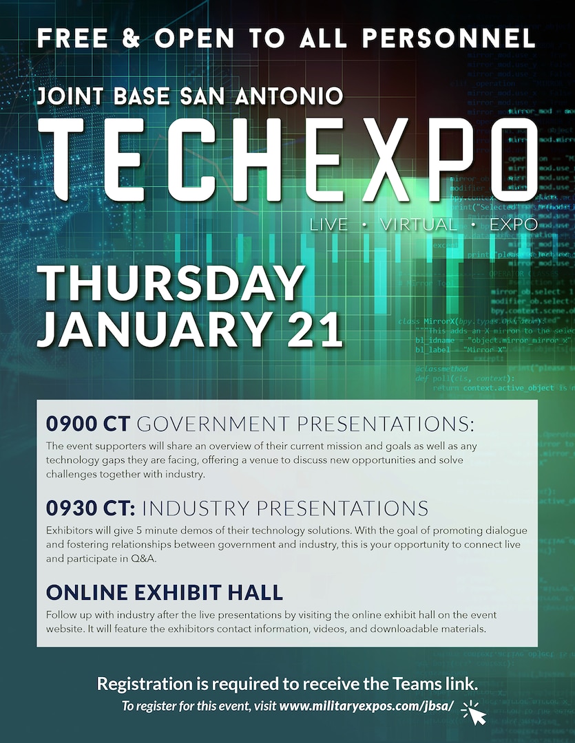Virtual Tech Expo scheduled for Jan. 21 > Joint Base San Antonio > News