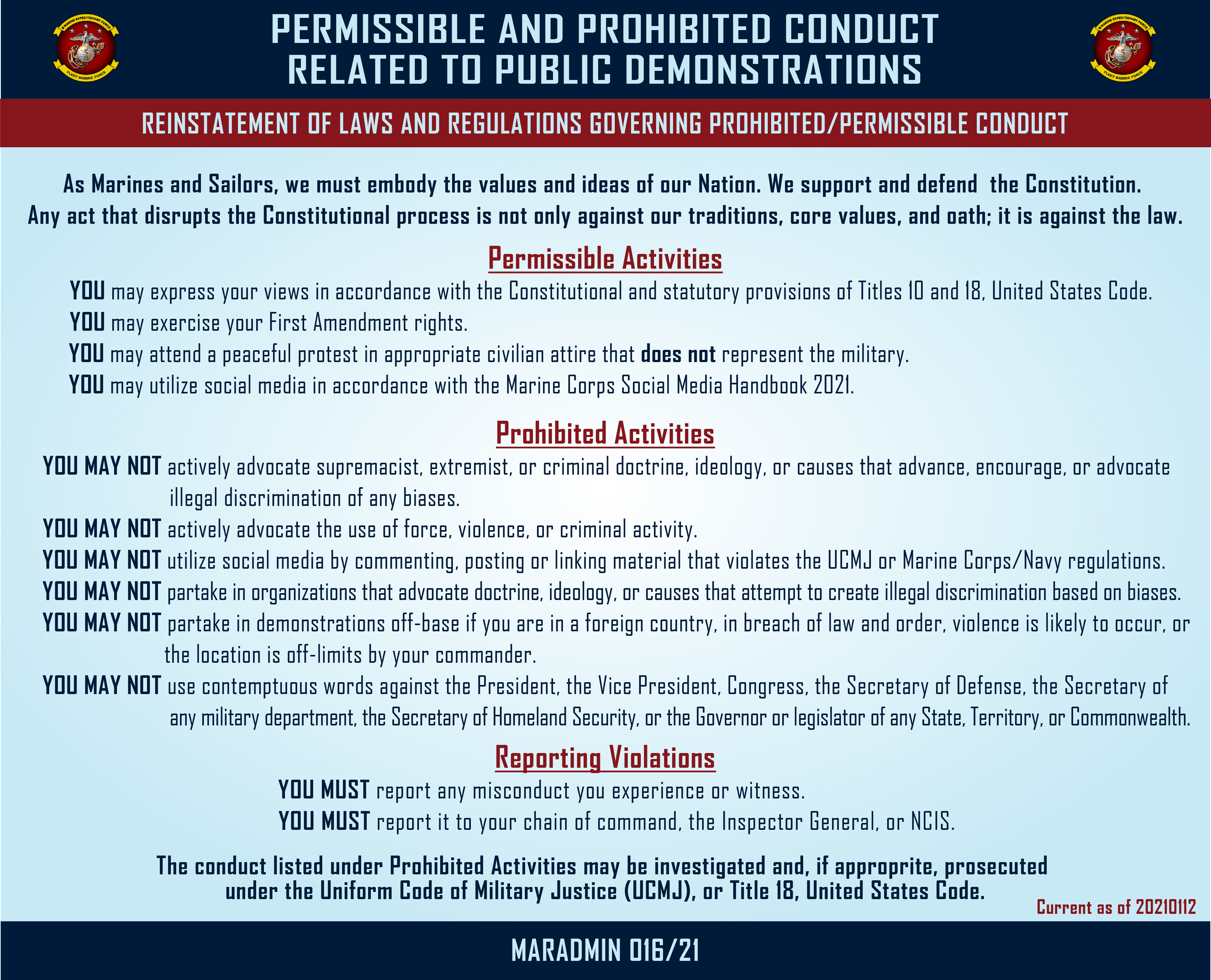 Permissible and Prohibited Conduct Related to Public Demonstrations