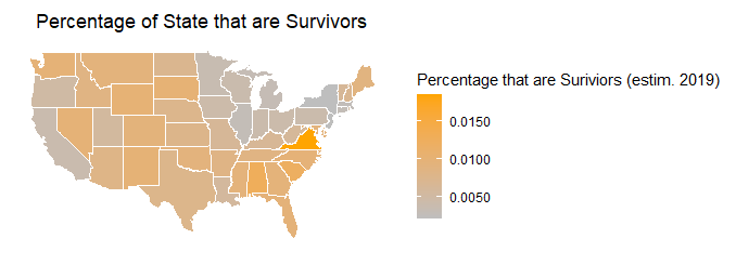 Percentage of State that are Survivors as of September 30, 2020