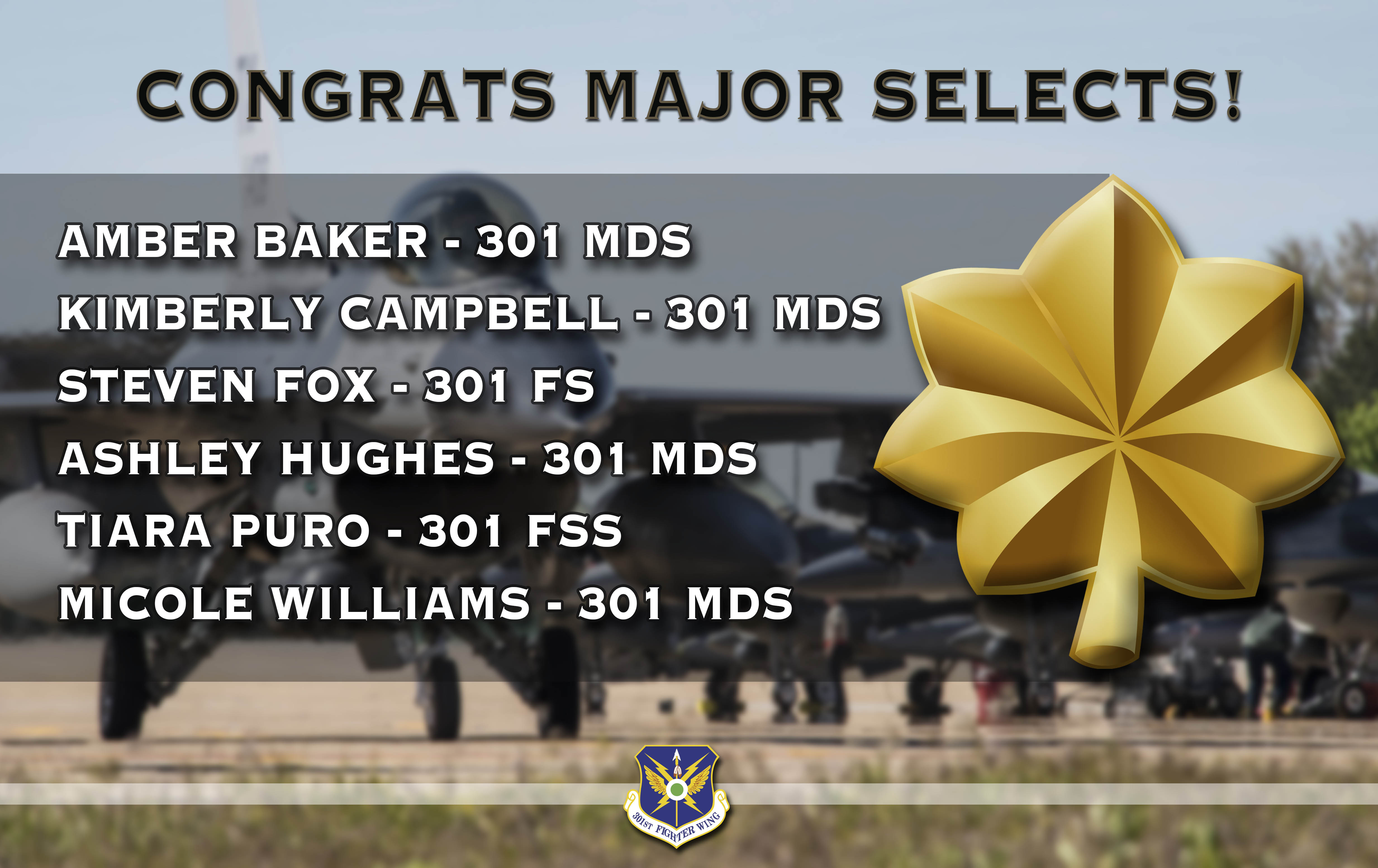 301 FW's newest majors announced > 301st Fighter Wing > Article Display