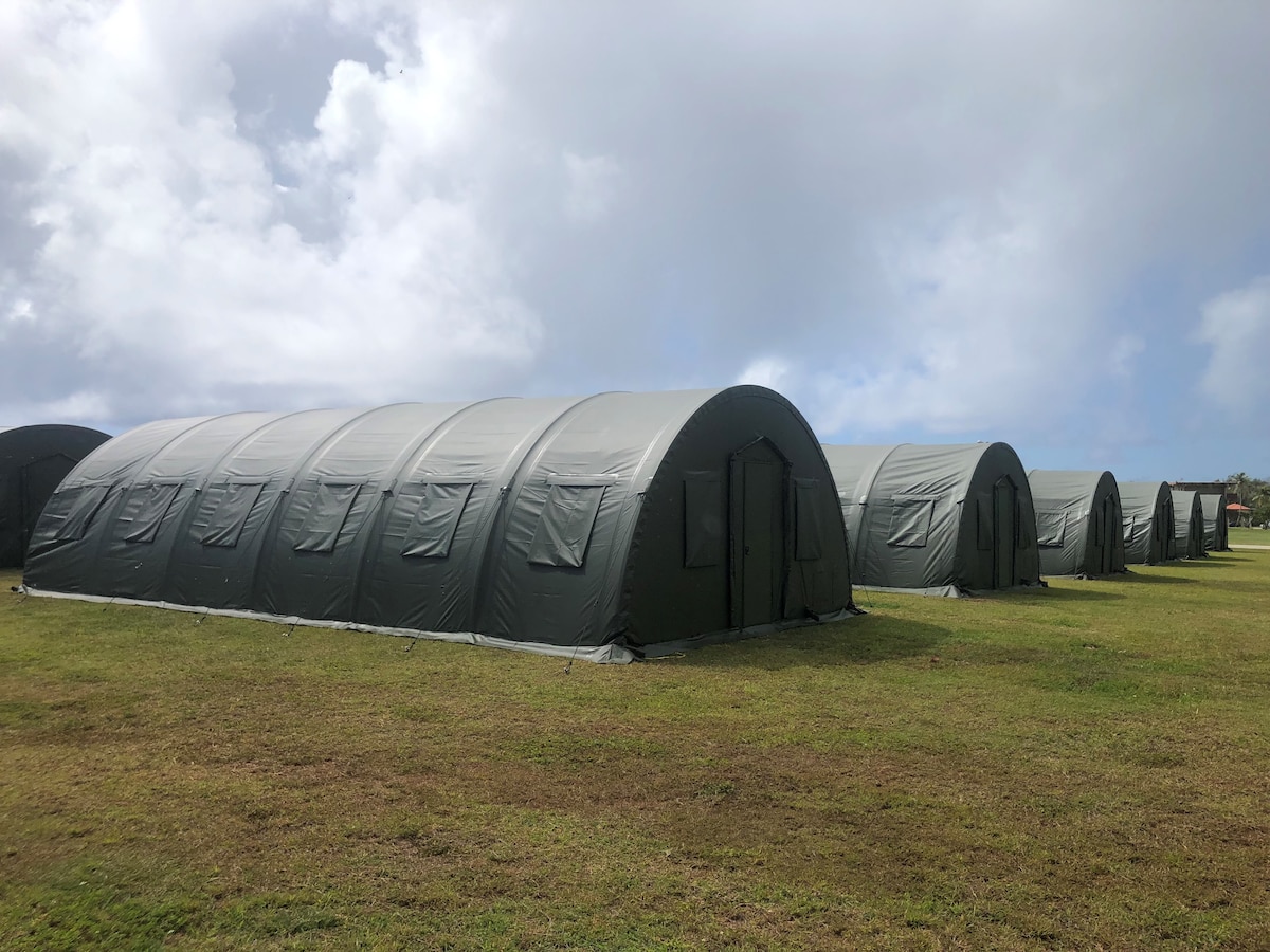 Military Contractor Constructing Tent Camp on Andersen Air Force Base ...