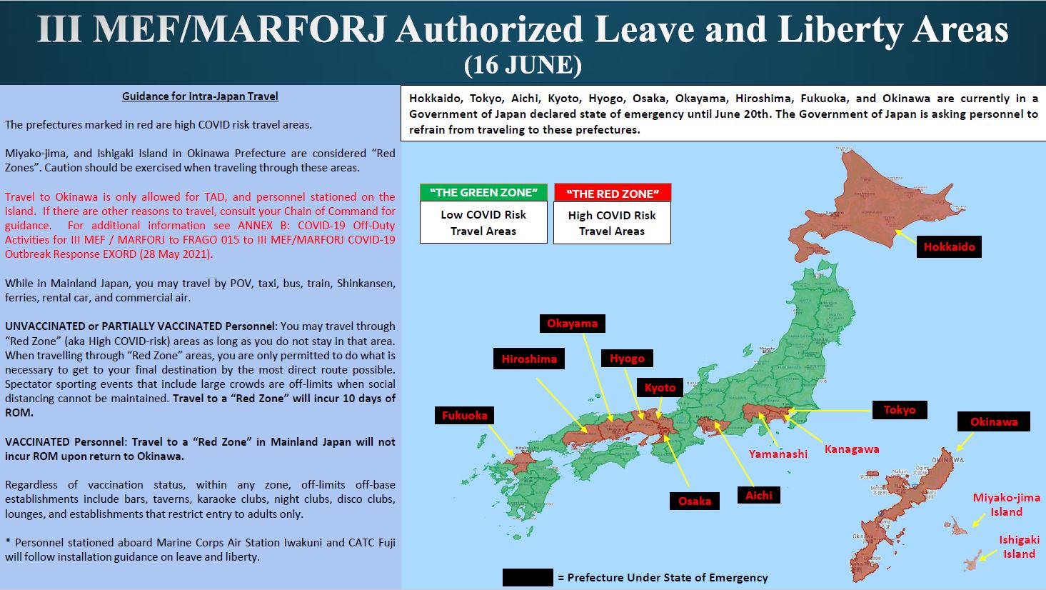 III MEF/MARFORJ Leave and Liberty Areas