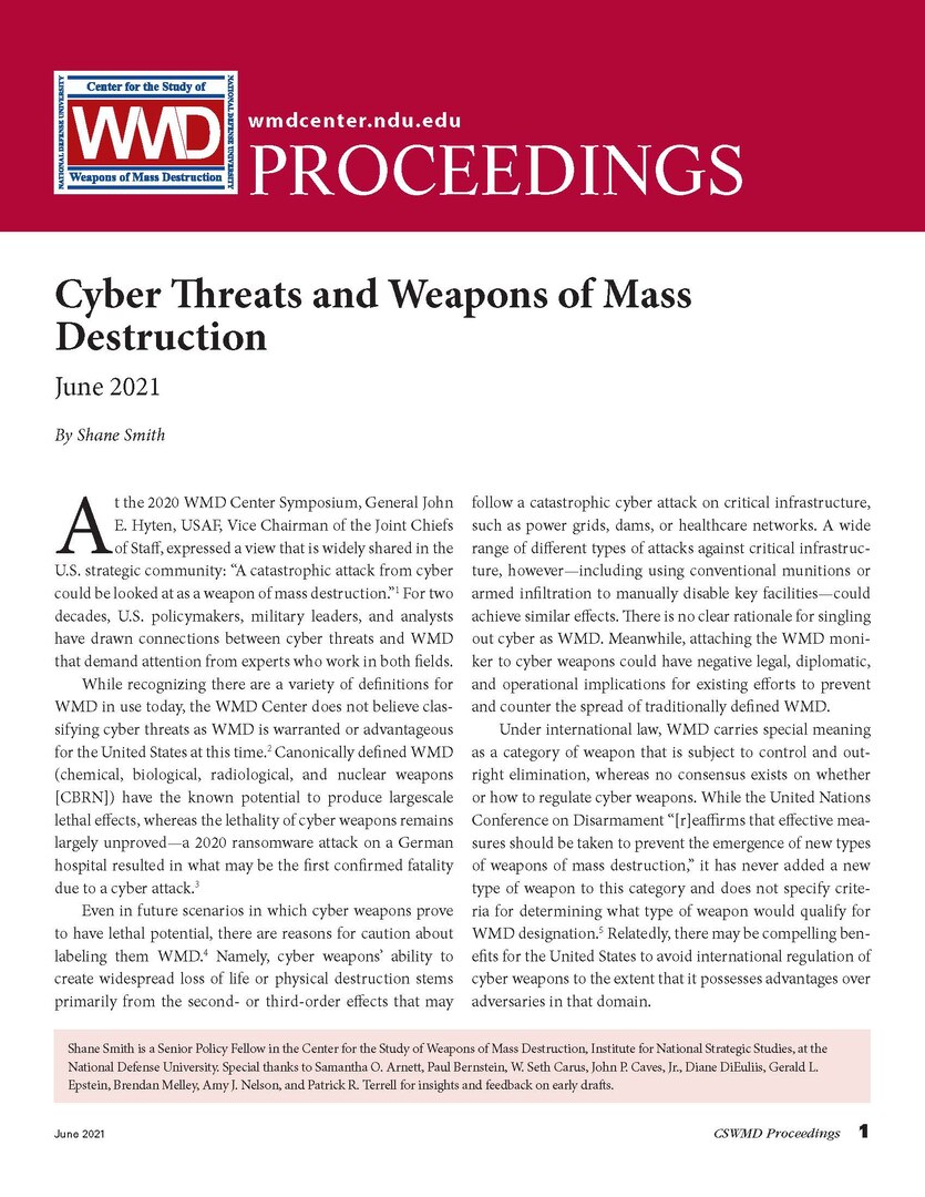 Cyber Threats and Weapons of Mass Destruction > Center for the Study of Weapons of Mass ...