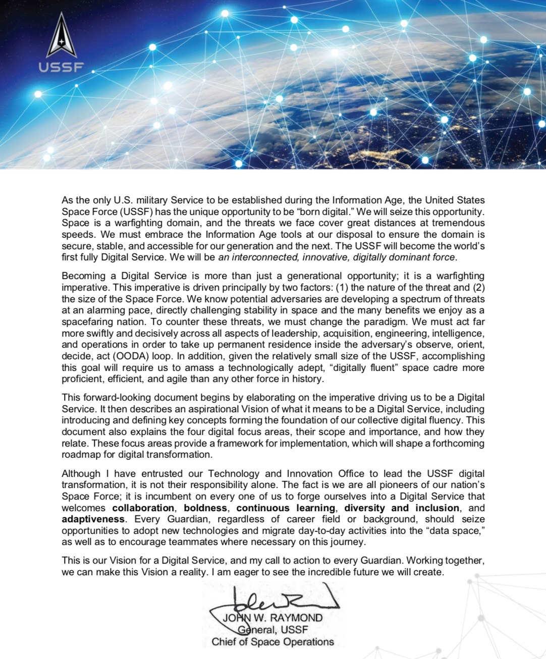 Space Force unveils its ‘vision for a digital service’