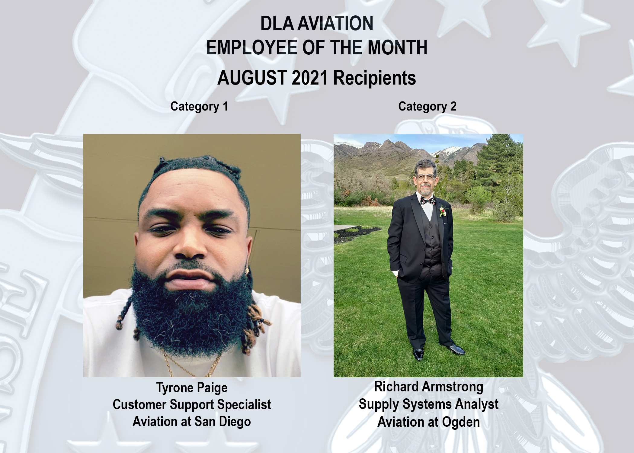 DLA Aviation August Employees of the Month