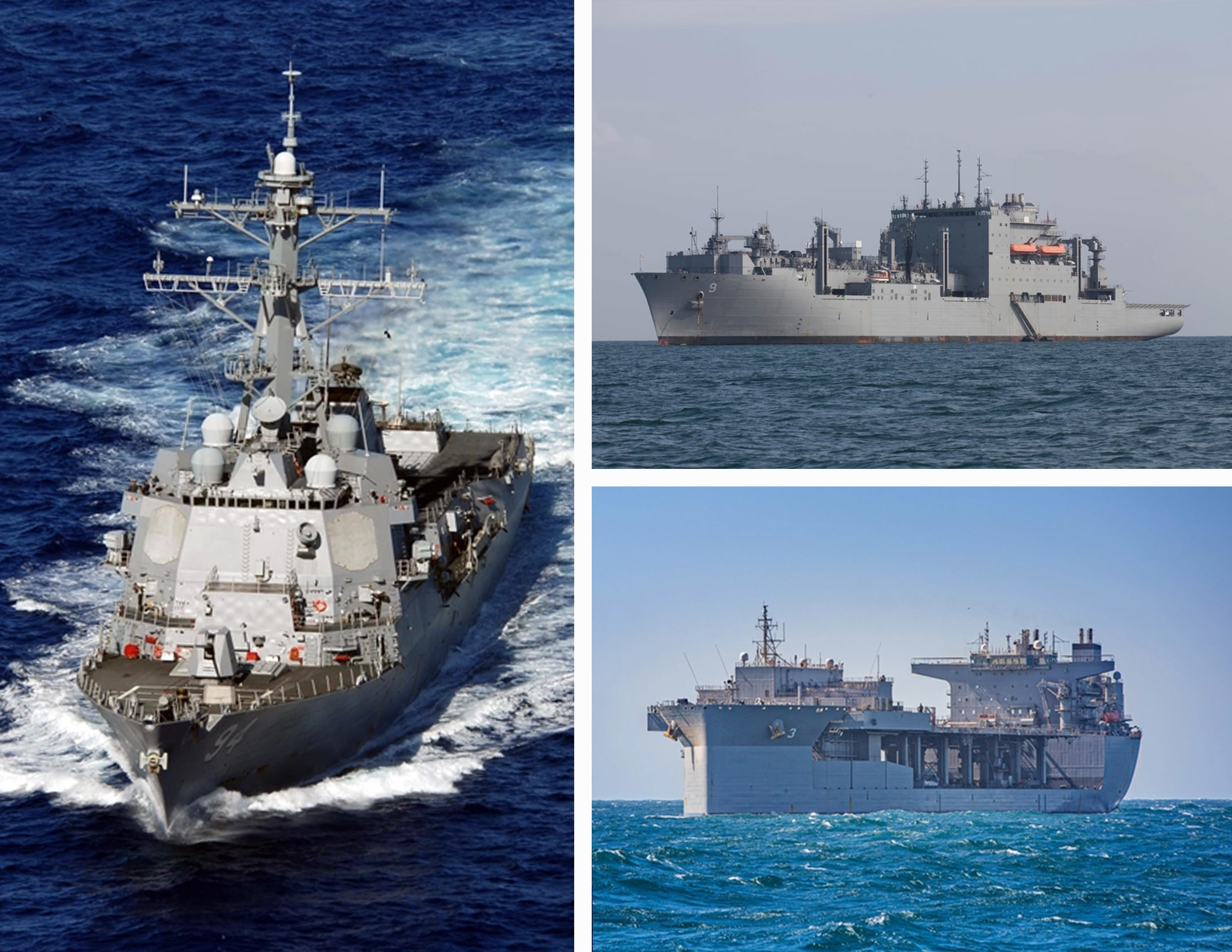 Guided-missile destroyer USS Nitze (DDG 94), expeditionary sea base USS Lewis B. Puller (ESB 3 ...