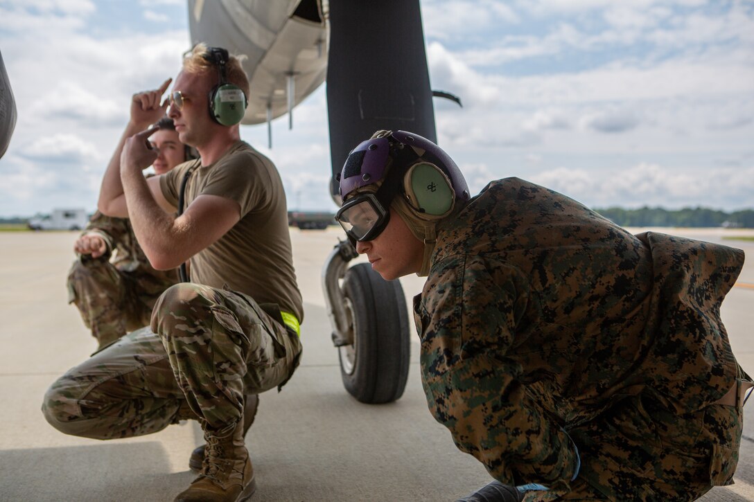 All Fueled Up: Marines and Airmen refuel F-15E Strike Eagles
