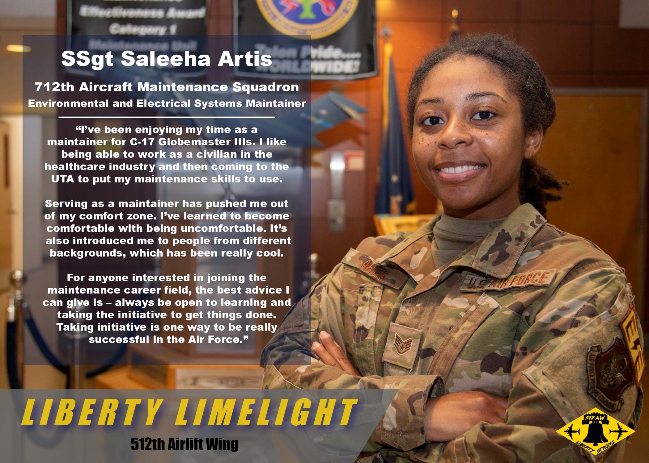 Liberty Wing Warrior: Staff Sgt. Saleeha Artis > 512th Airlift Wing ...