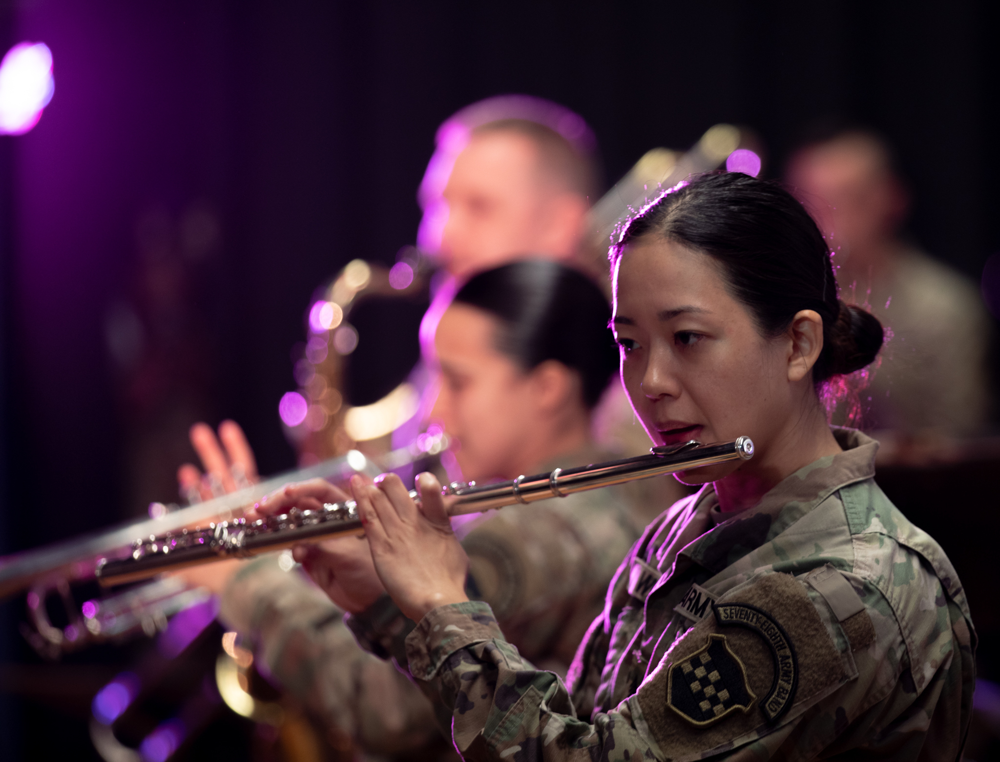 U.S. Army Reserve Sgt. Christine Won, a 78th Army Band flutist ...