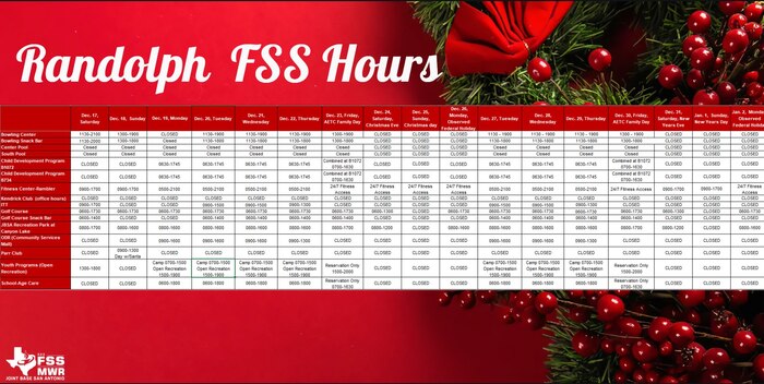 JBSA-Randolph FSS holiday hours