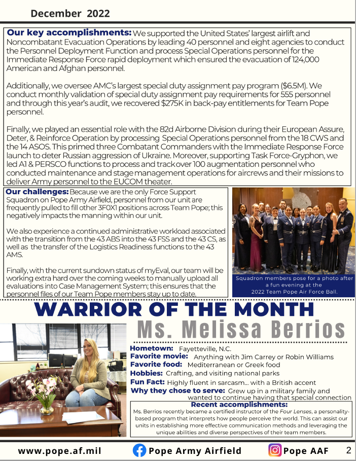 Team Pope Newsletter - December 2022 Edition > Team Pope > Pope News