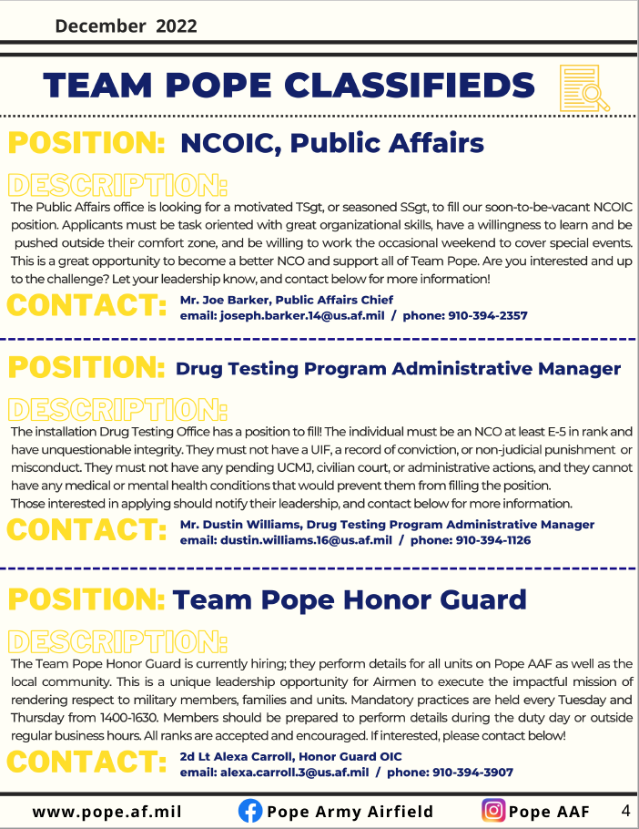 Team Pope Newsletter - December 2022 Edition > Team Pope > Pope News