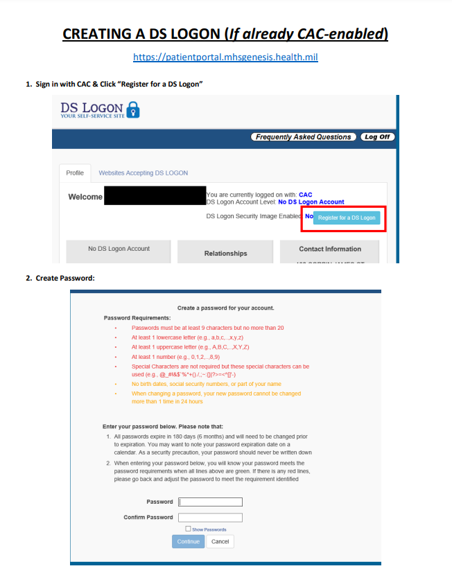 How To Create A DS Logon With And Without A CAC 28th Medical Group