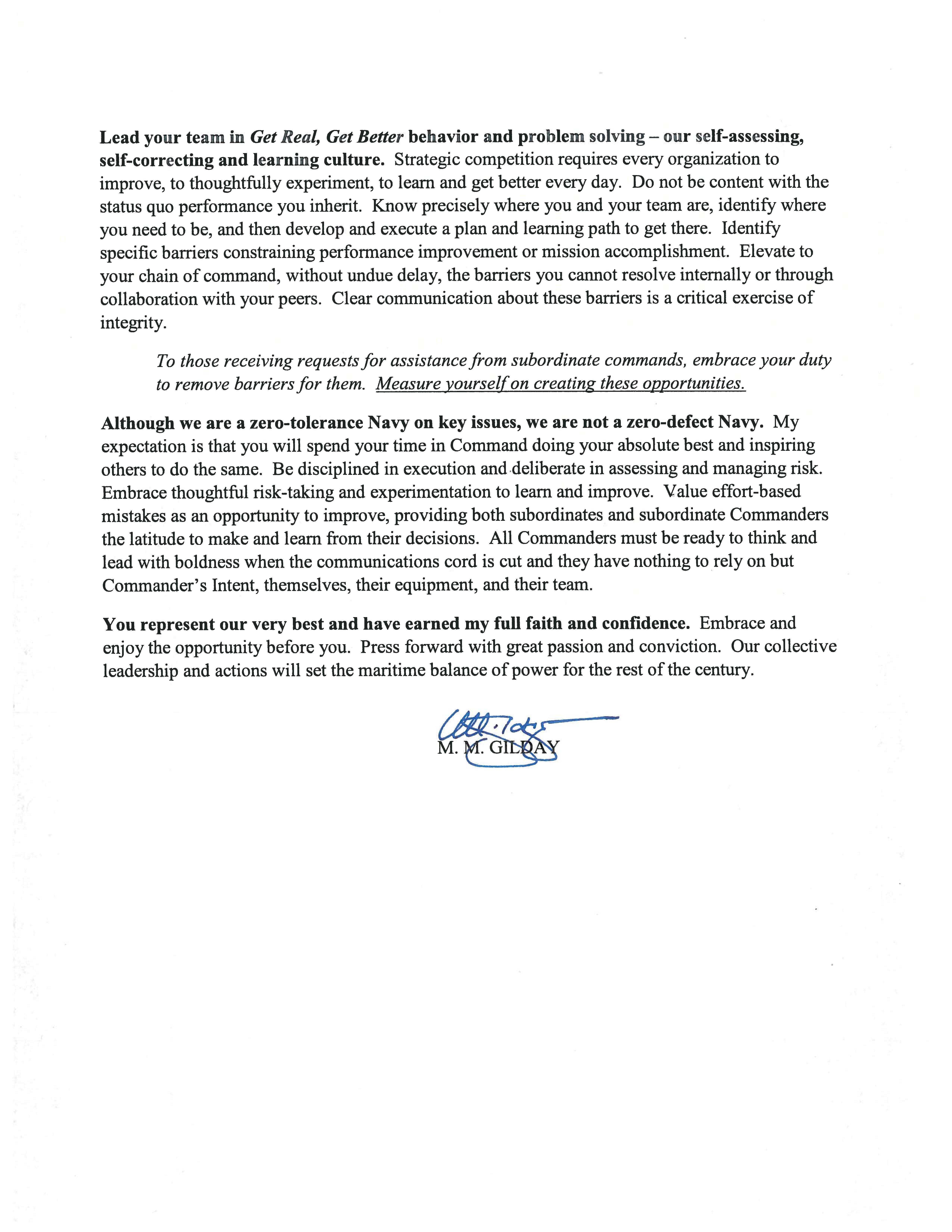 CNO Gilday Issues New “Charge of Command” to Commanders > United States ...