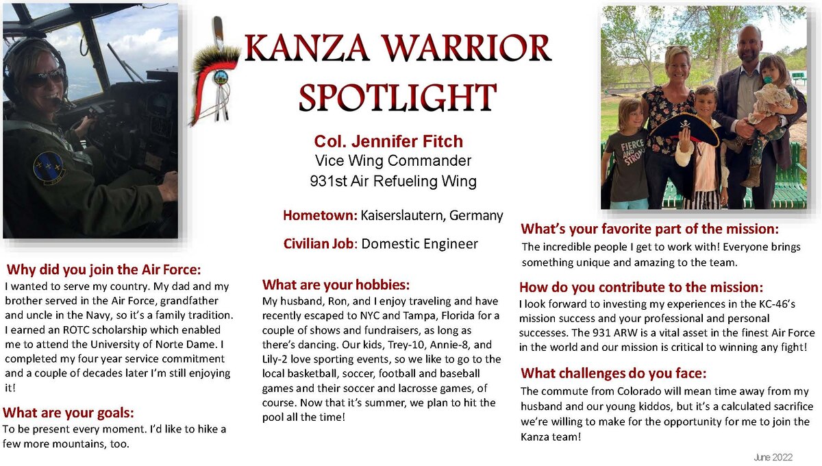 KANZA Warrior Spotlight June 2022 > 931st Air Refueling Wing > Article ...
