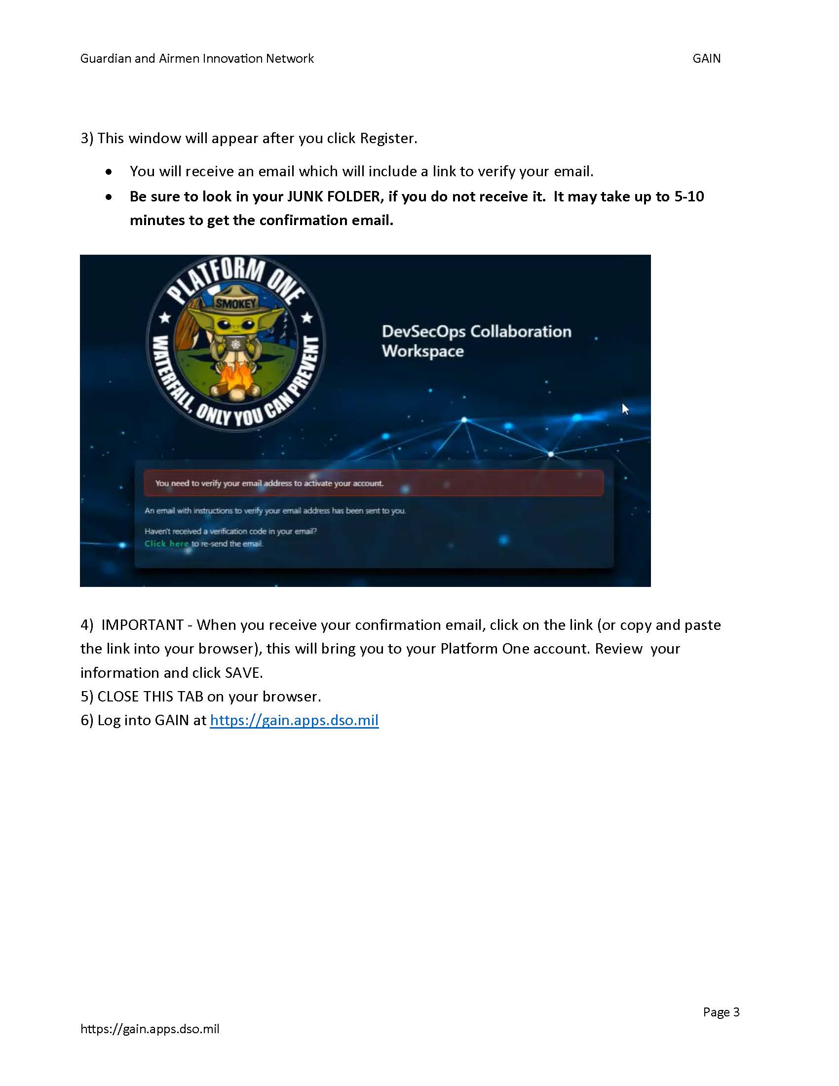 First Time GAIN registration— DoD Platform One