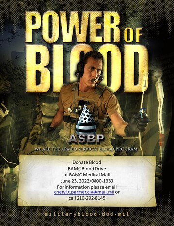 The Armed Services Blood Program is in need of all blood types. A Blood ...