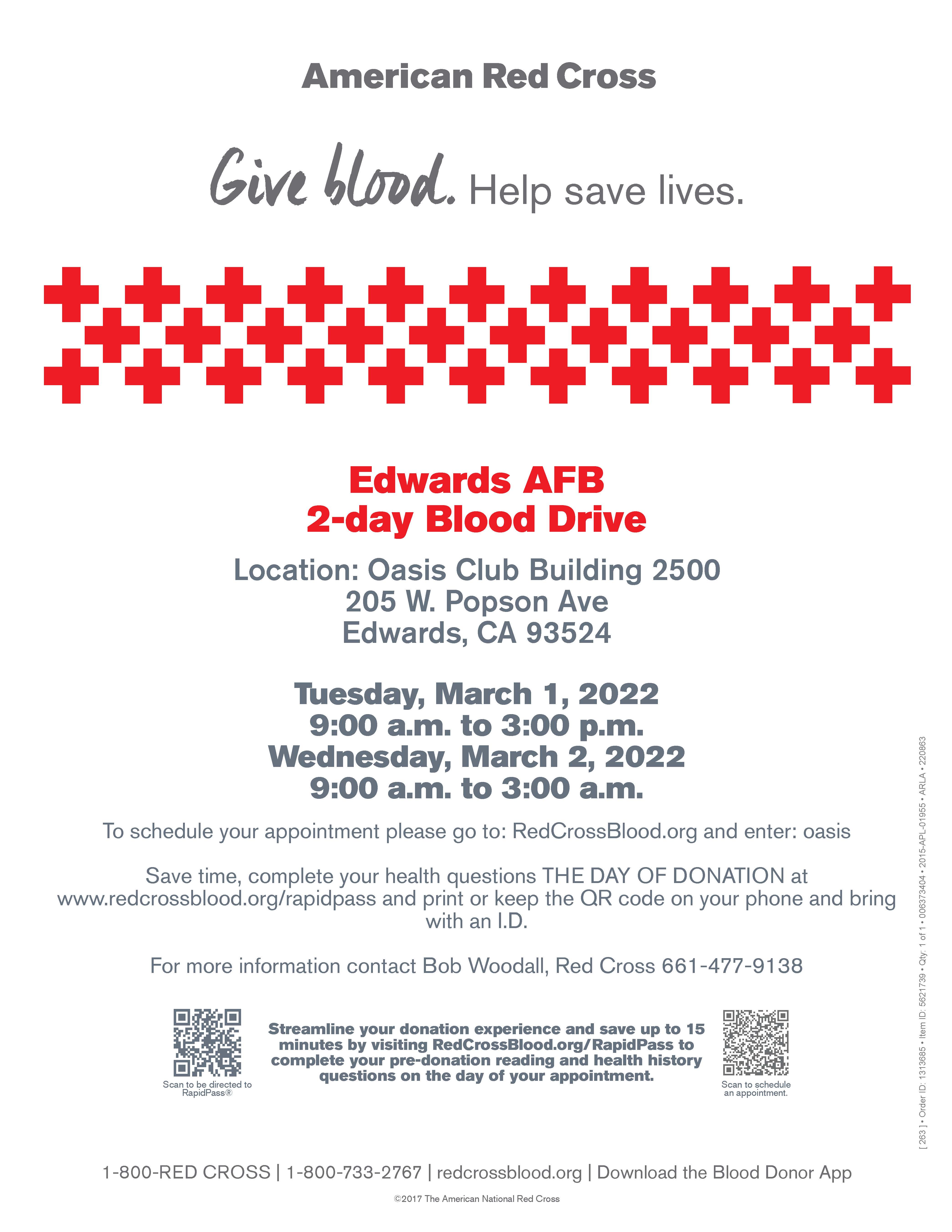 Give blood. Help save lives. > Edwards Air Force Base > News