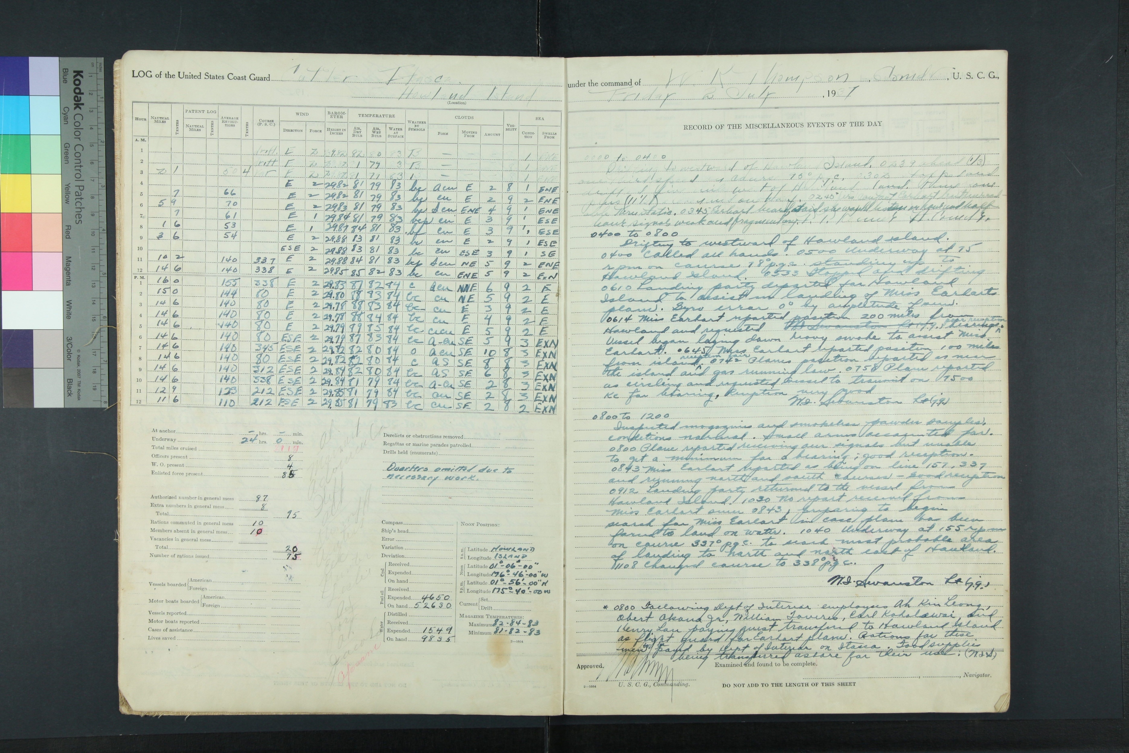 ITASCA Logbook 07-02-1937