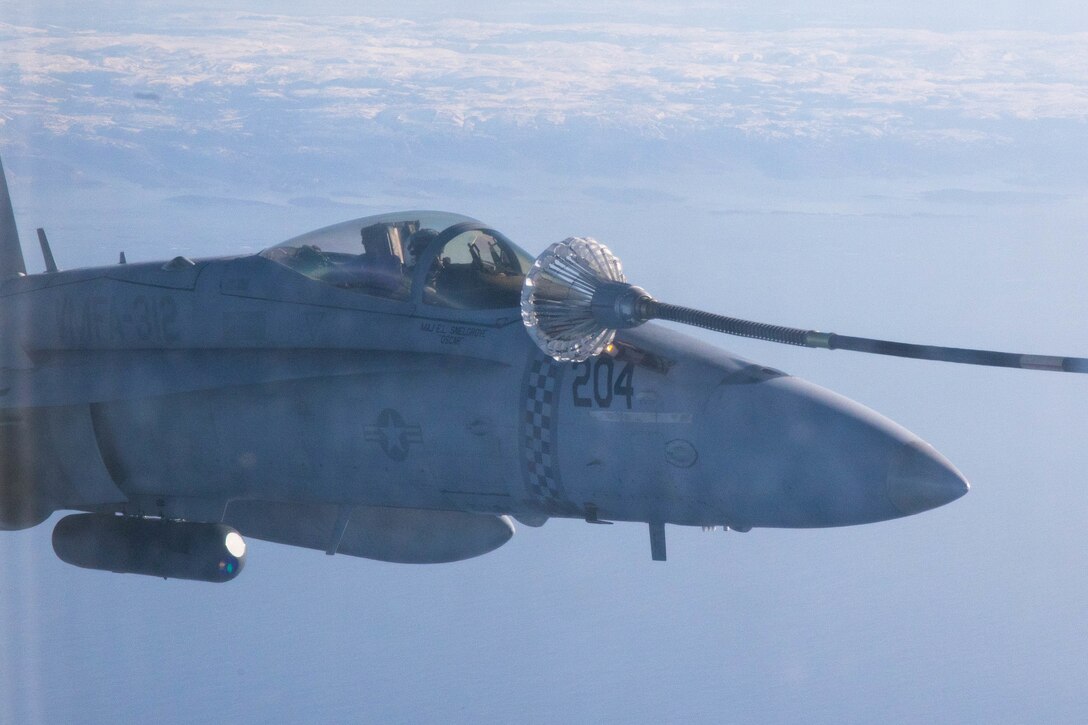 2d MAW Marines Conduct Aerial Refueling During Exercise Cold Response 2022