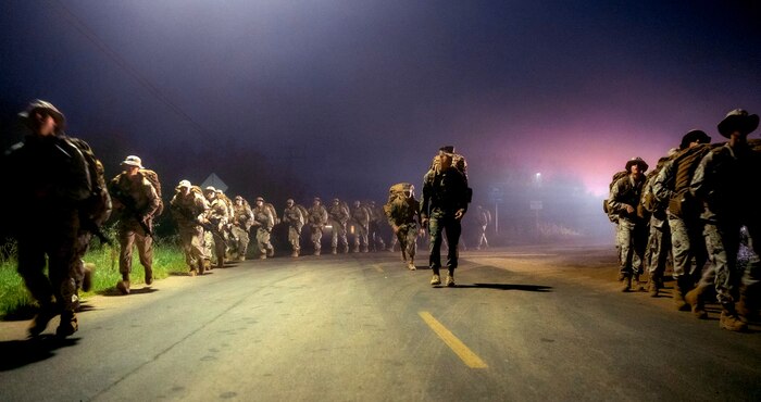 U.S. Marine Corps recruits with Mike Company, 3rd Recruit Training ...