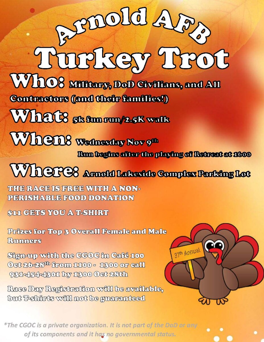 AEDC Turkey Trot returning to Arnold AFB for 37th helping > Arnold Air ...