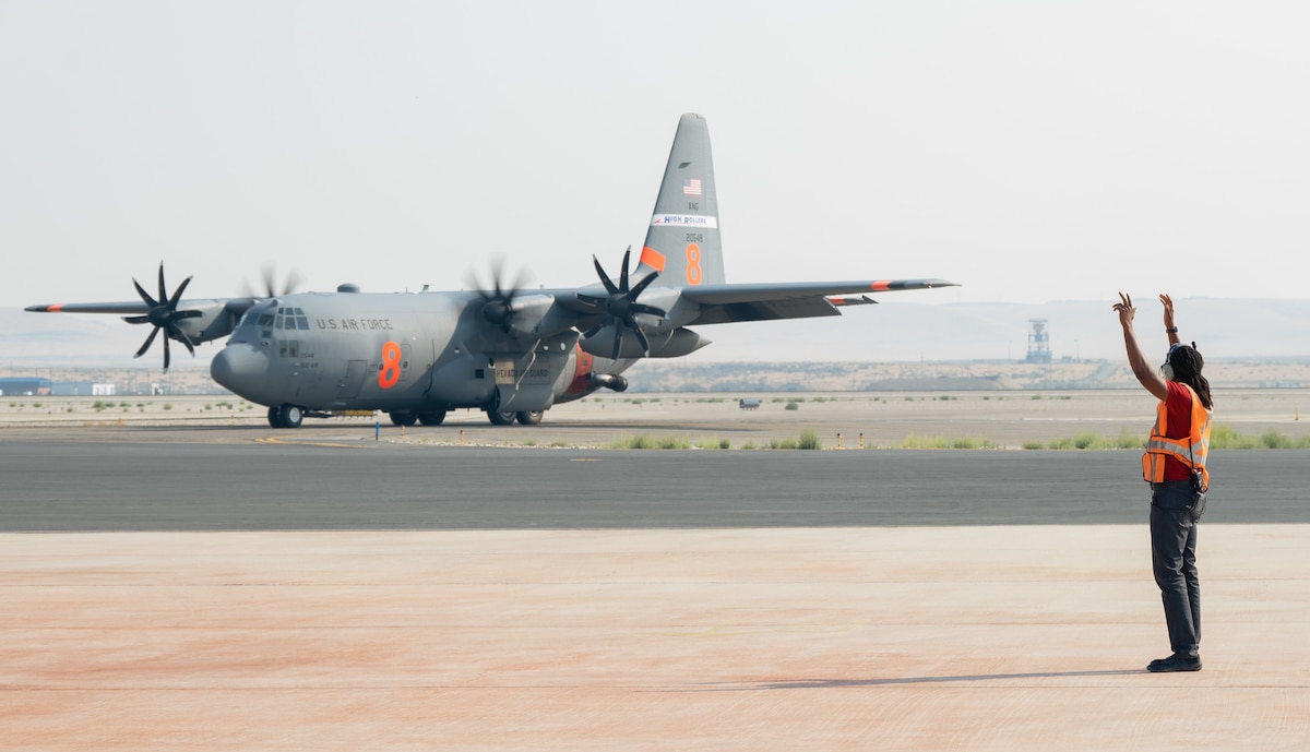 MAFFS-enabled C-130 aircraft assisting fire suppression efforts in the Northwestern United ...