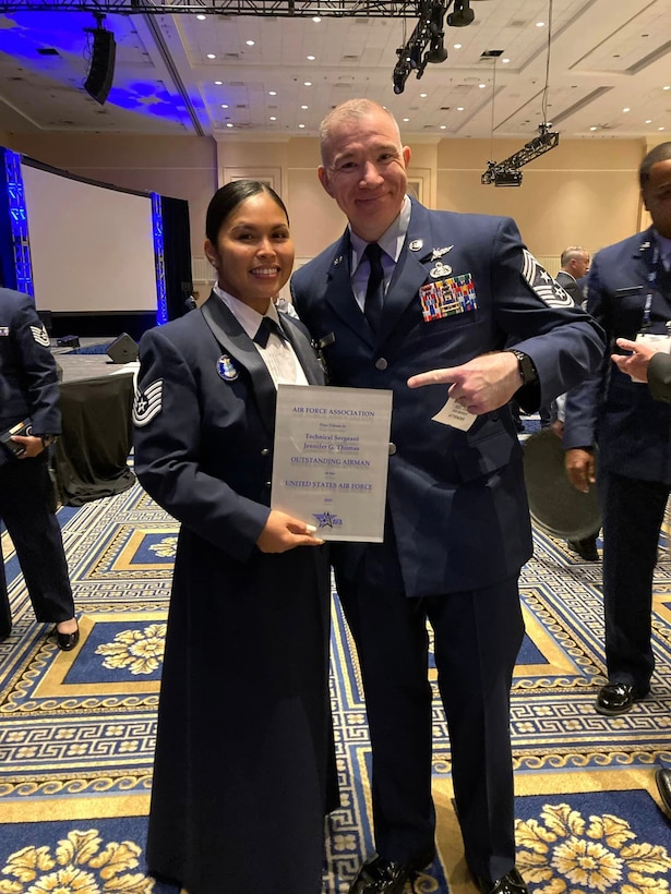 TSgt Jennifer Thomas (OAY Award Recipient) and CMSgt Rey Schultz (635th ...